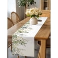 Burlap Table Runner 60 Inches Long, Spring Green Eucalyptus Plants Non ...