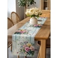 Burlap Table Runner 60 Inches Long, Spring Rose Pastoral Flowers Non ...