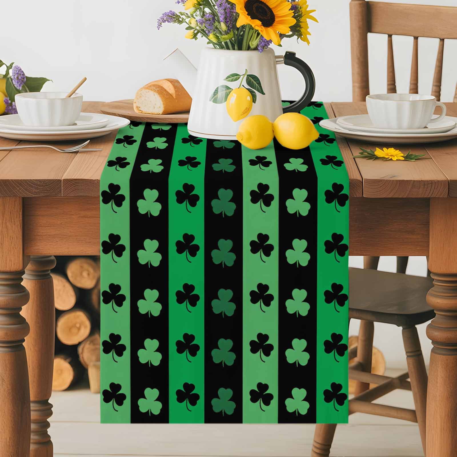 Burlap Table Runner 60 Inches Long, St. Patrick's Day Shamrock Non-Slip ...