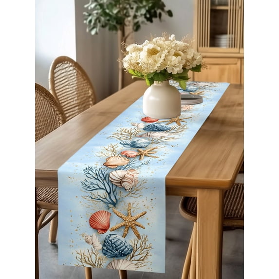 Burlap Table Runner 60 Inches Long, Summer Starfish Marine Life Non ...