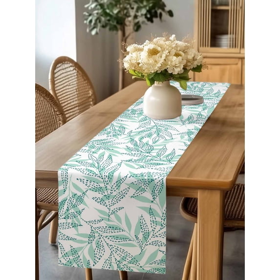Burlap Table Runner 60 Inches Long, Summer Tropical Botanical Sketch ...