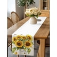 Burlap Table Runner 60 Inches Long, Summer Watercolor Floral Sunflower ...