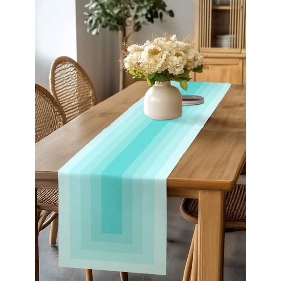 Burlap Table Runner 60 Inches Long, Teal Gradient Color Block Square ...