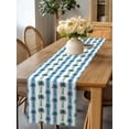Burlap Table Runner 60 Inches Long, Tropical Coconut Tree Blue Stripe ...