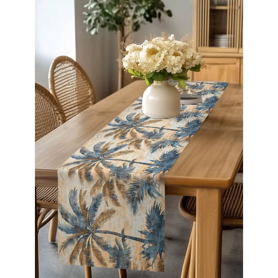 Burlap Table Runner 60 Inches Long, Tropical Coconut Tree Silhouette ...