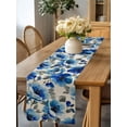 Burlap Table Runner 60 Inches Long, Watercolor Blue Flowers Non-Slip ...