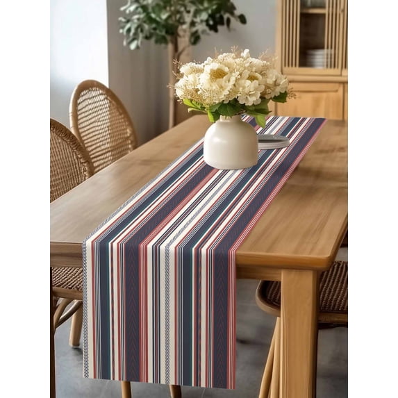 Burlap Table Runner 60 Inches Long, Watercolor Brown Lines Non-Slip ...
