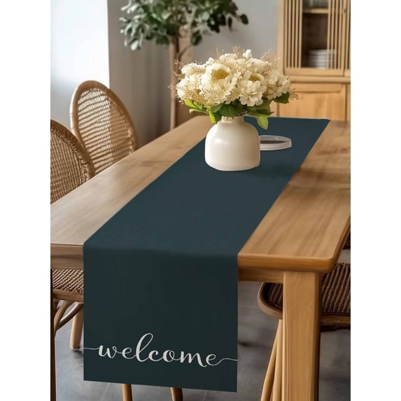 Burlap Table Runner 60 Inches Long, Welcome Words Non-Slip Kitchen ...