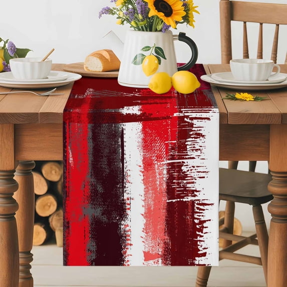 Burlap Table Runner 70 Inches Long, Abstract Color Block Art Non-Slip ...