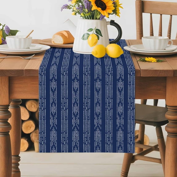 Burlap Table Runner 70 Inches Long,Abstract Geometric Striped Non-Slip ...