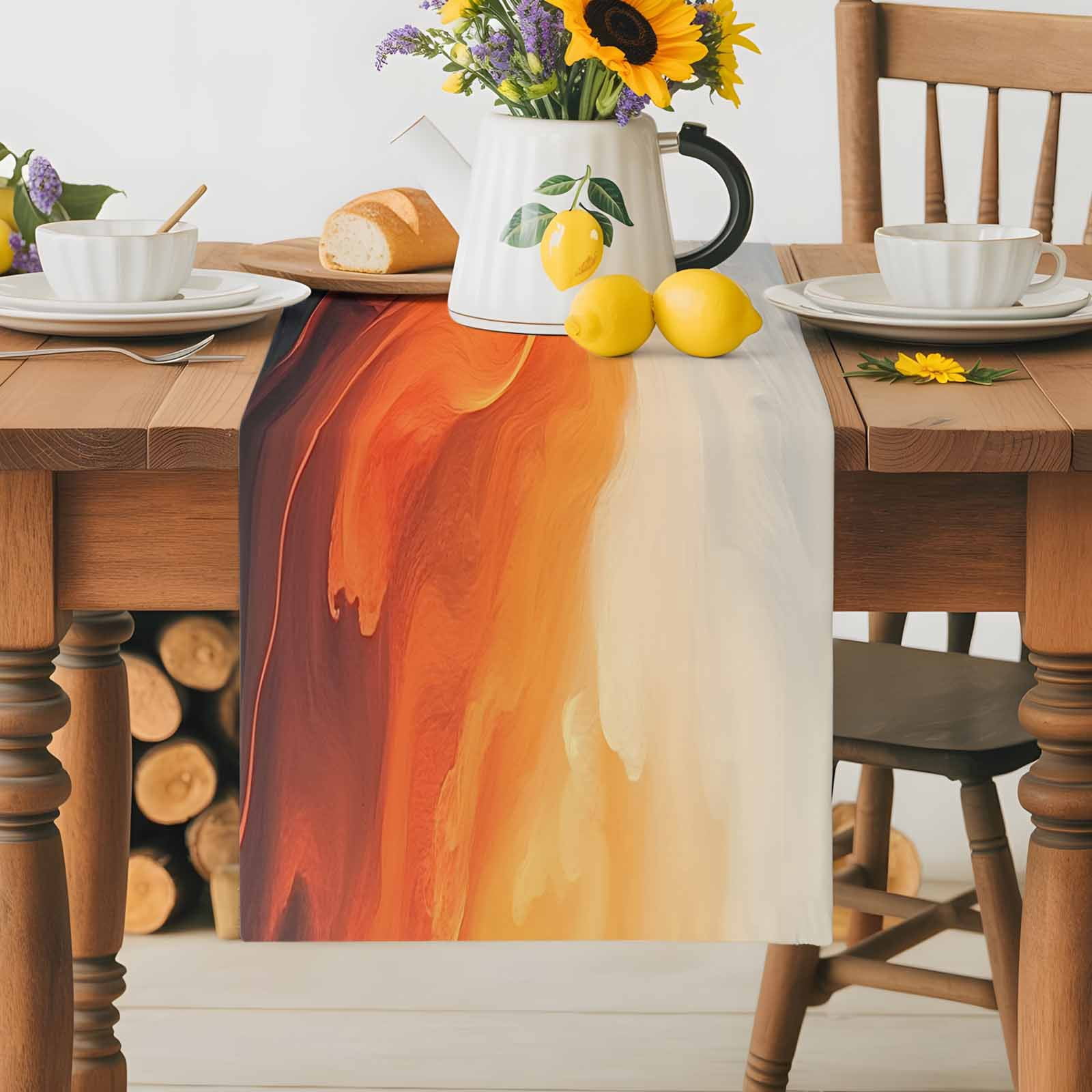 Burlap Table Runner 70 Inches Long,Abstract Psychedelic Flame Fog Non ...