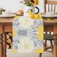 Burlap Table Runner 70 Inches Long, Abstract White Yellow Flower Non ...