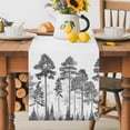 Burlap Table Runner 70 Inches Long, Black Gray Pine Maple Forest Non ...