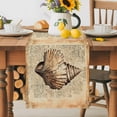 Burlap Table Runner 70 Inches Long, Brown Conch on Vintage Letter Non ...