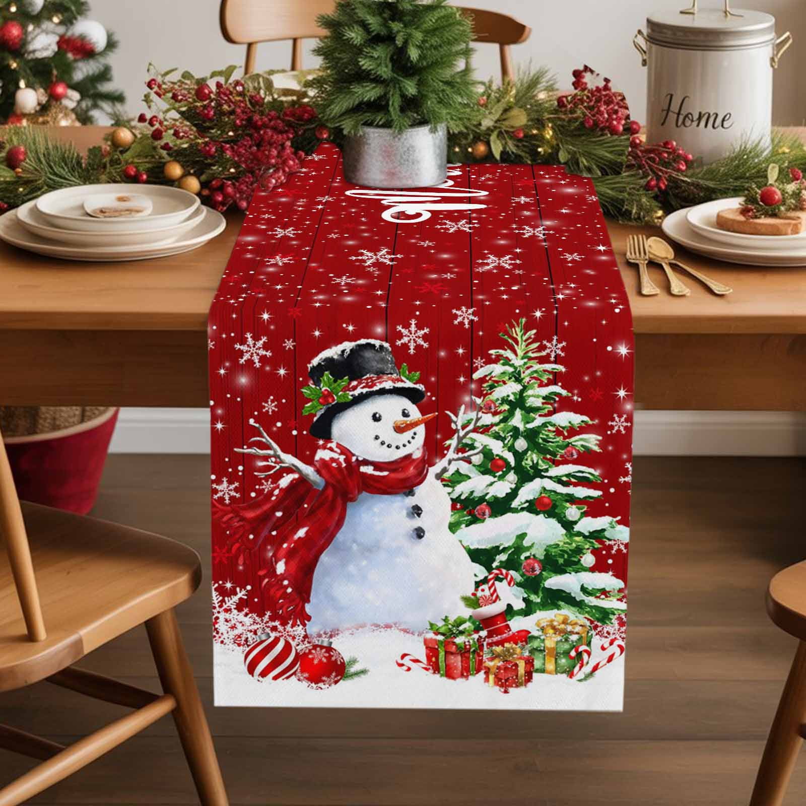 Burlap Table Runner 70 Inches Long,Christmas Tree Balls Non-Slip ...