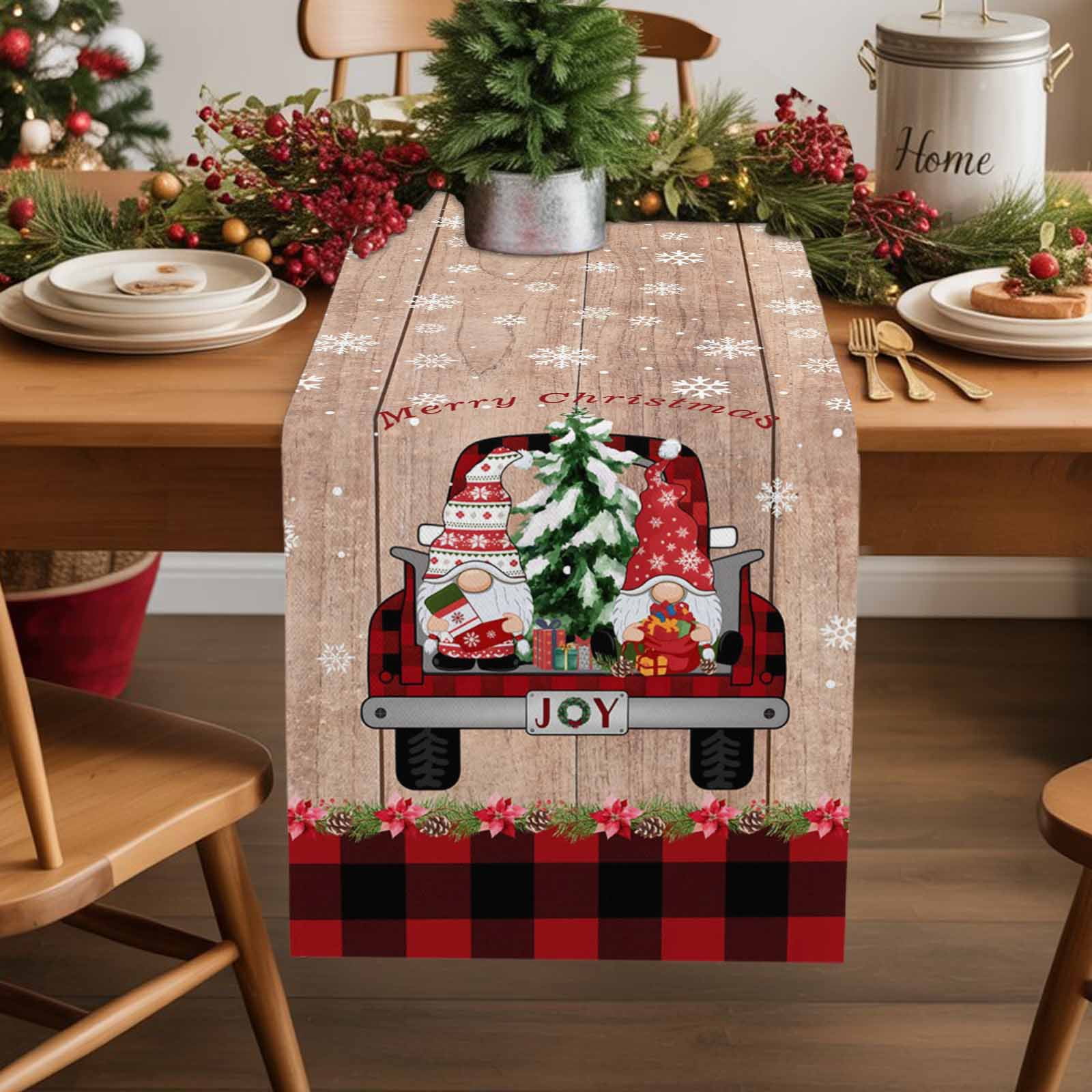 Burlap Table Runner 70 Inches Long,Christmas Tree Gnomes Non-Slip ...