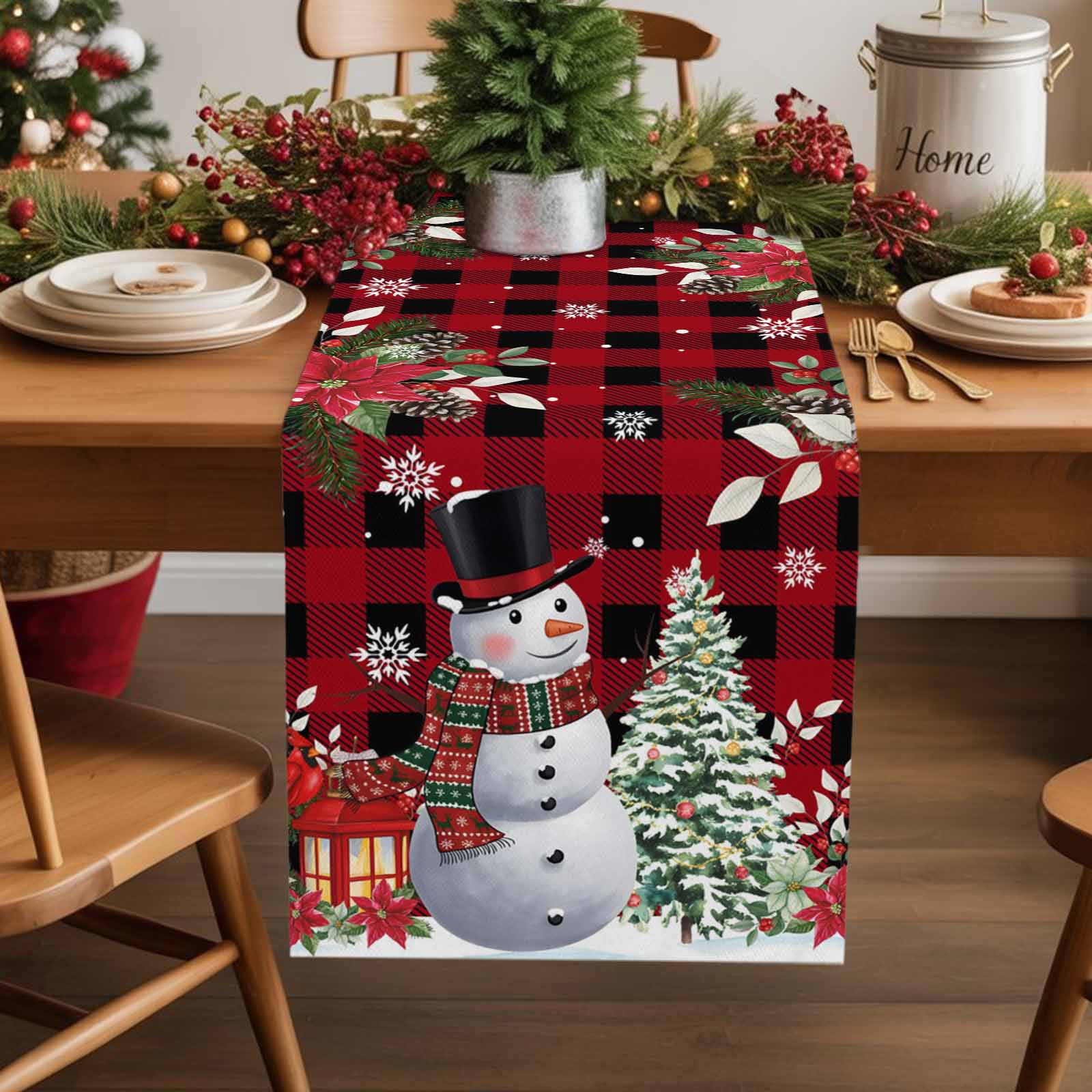 Burlap Table Runner 70 Inches Long,Christmas Tree Snowman Non-Slip ...
