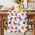 Burlap Table Runner 70 Inches Long, Colorful Butterfly Seamless Non ...