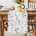 Burlap Table Runner 70 Inches Long, Country Leaves Ombre Pink Gray Non ...