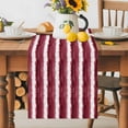 Burlap Table Runner 70 Inches Long, Dark Red White Abstract Stripe Non ...