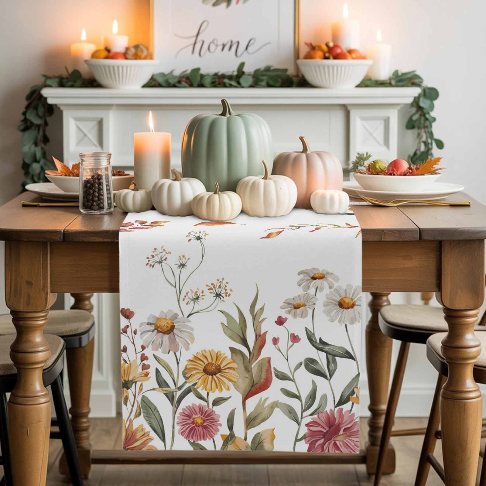 Burlap Table Runner 70 Inches Long,Fall Eucalyptus Leaves Sunflower ...