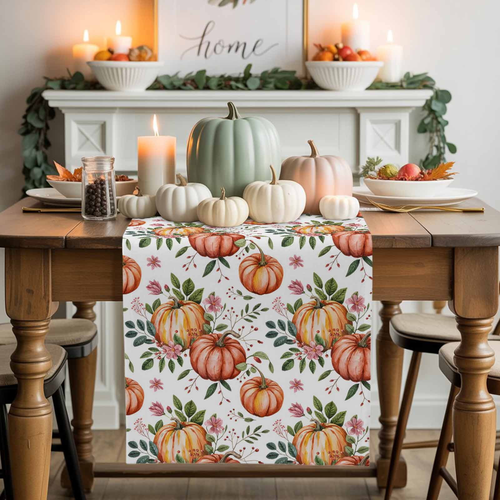 Burlap Table Runner 70 Inches Long,Fall Thanksgiving Orange Pumpkin ...