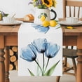Burlap Table Runner 70 Inches Long, Farm Spring Blue Blossom Tulip Non ...