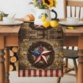 Burlap Table Runner 70 Inches Long, Farm Western Stars Stripe Wood ...