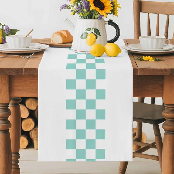 Burlap Table Runner 70 Inches Long, Farmhouse Buffalo Checker Non-Slip ...