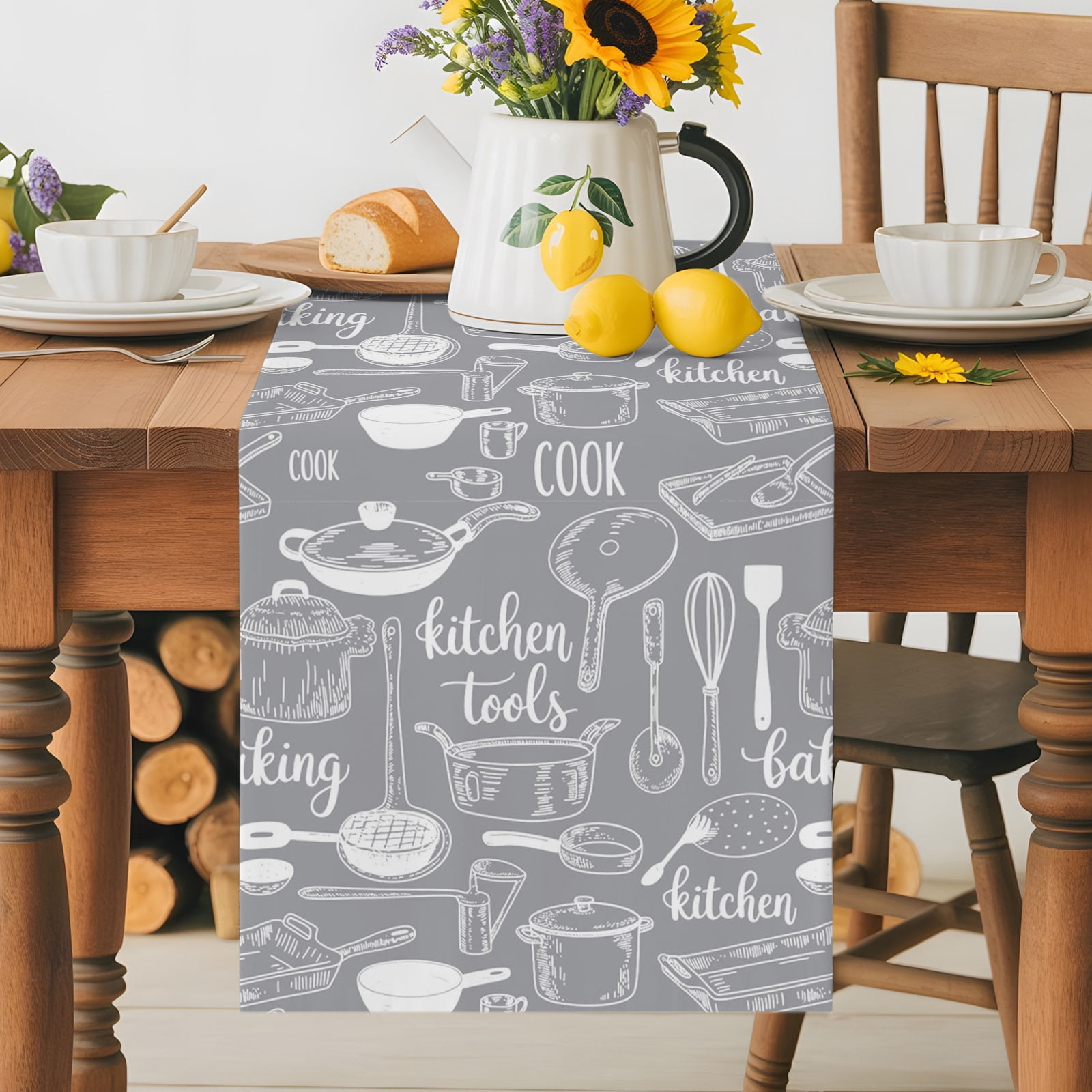 Burlap Table Runner 70 Inches Long, Farmhouse Cooking Tool Retro Non ...