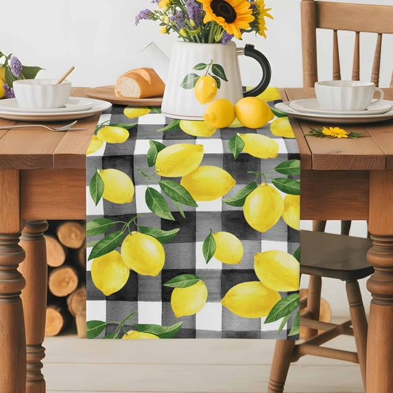 Burlap Table Runner 70 Inches Long,Farmhouse Lemon Leaf Non-Slip ...