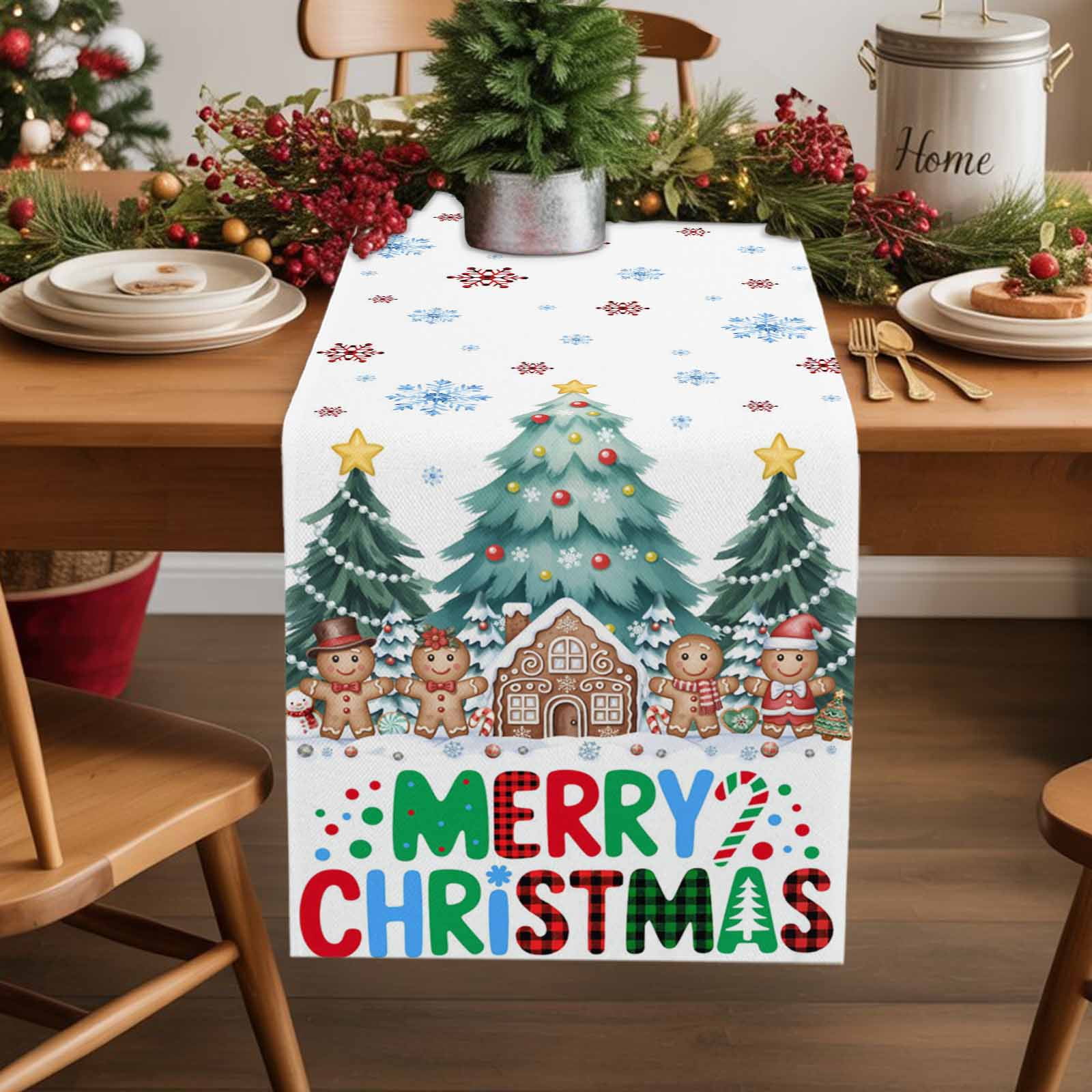 Burlap Table Runner 70 Inches Long,Funny Gingerbread Man Non-Slip ...