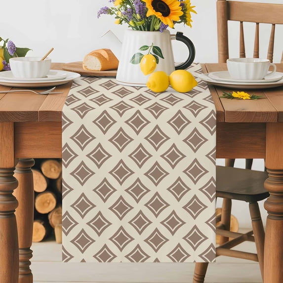 Burlap Table Runner 70 Inches Long, Geometric Seamless Diamond Art Non ...