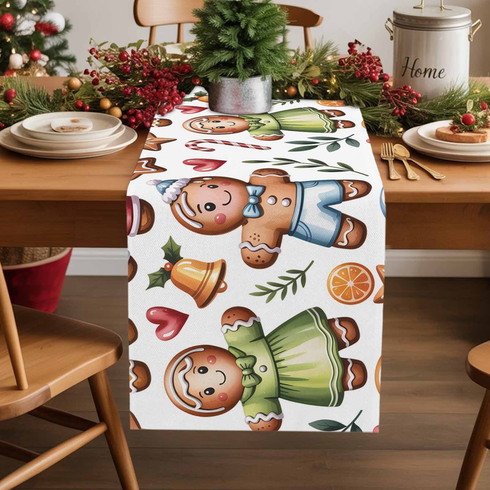 Burlap Table Runner 70 Inches Long,Ginger Bread Man Non-Slip Kitchen ...