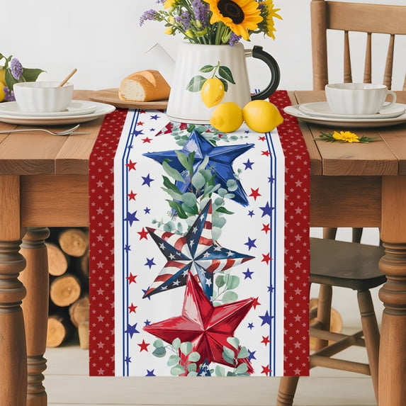 Burlap Table Runner 70 Inches Long, Independence Day Stars American ...
