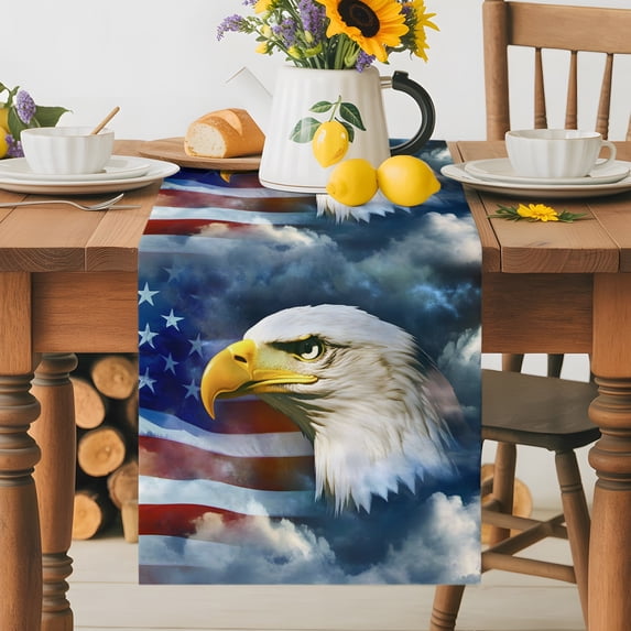 Burlap Table Runner 70 Inches Long, Independence Day USA Flag Non-Slip ...