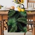 Burlap Table Runner 70 Inches Long, Jungle Botanical Palm Leaves Non ...