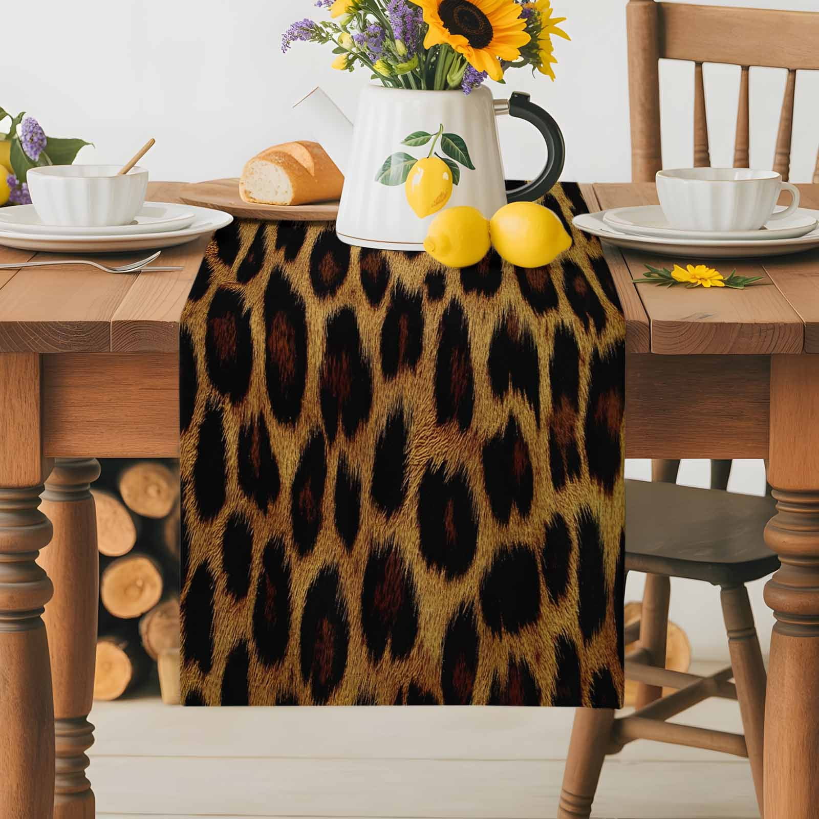 Burlap Table Runner 70 Inches Long,Leopard Print Sexy Wild Non-Slip ...
