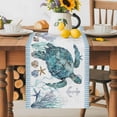Burlap Table Runner 70 Inches Long, Marine Sea Turtle Starfish Shell ...