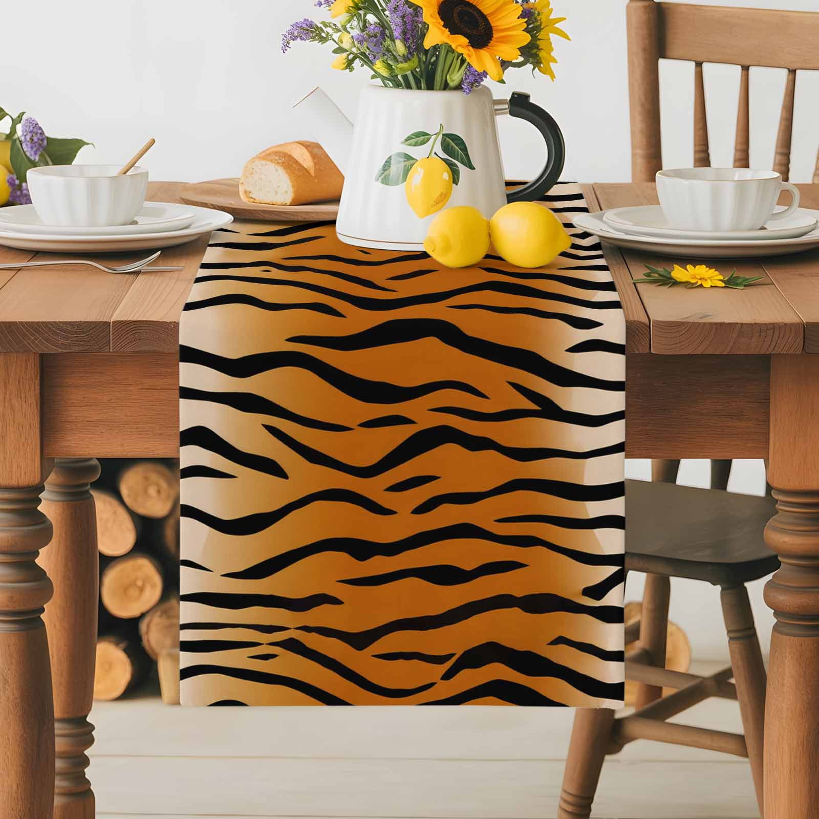 Burlap Table Runner 70 Inches Long,Natural Tiger Skin Texture Non-Slip ...
