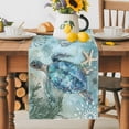 Burlap Table Runner 70 Inches Long, Nautical Retro Sea Turtle Starfish ...