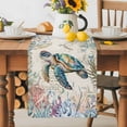 Burlap Table Runner 70 Inches Long, Nautical Turtle Colorful Coral Non ...