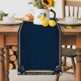 Burlap Table Runner 70 Inches Long, Navy Blue Retro Floral Border Non ...