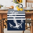 Burlap Table Runner 70 Inches Long, Navy Blue Stripe Summer Nautical ...