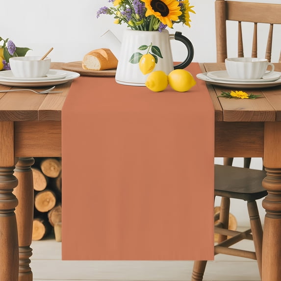 Burlap Table Runner 70 Inches Long, Orange Modern Pure Color Non-Slip ...