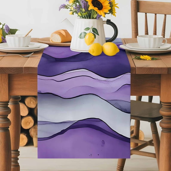 Burlap Table Runner 70 Inches Long, Purple Gradient Water Ripple Non ...