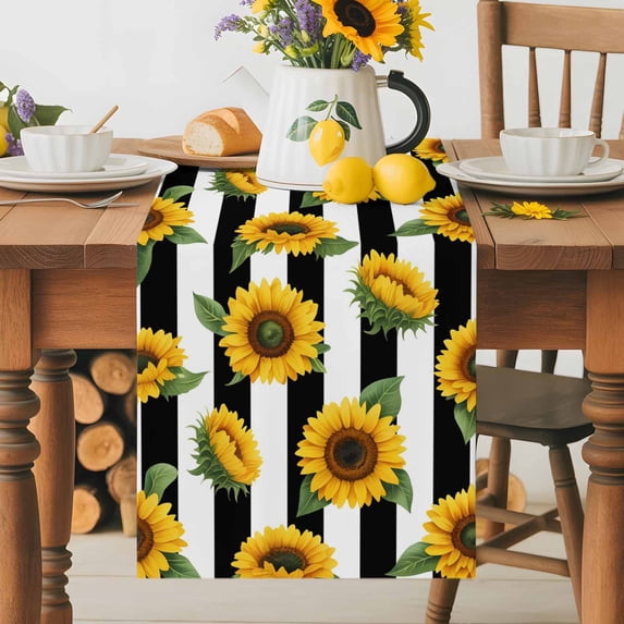 Burlap Table Runner 70 Inches Long, Retro Country Sunflower Art Non ...