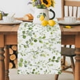 Burlap Table Runner 70 Inches Long, Rustic Abstract Watercolor Leaves ...