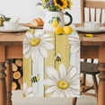 Burlap Table Runner 70 Inches Long, Rustic White Daisy Flower Bee Non ...