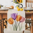 Burlap Table Runner 70 Inches Long, Spring Floral Colorful Tulip Non ...